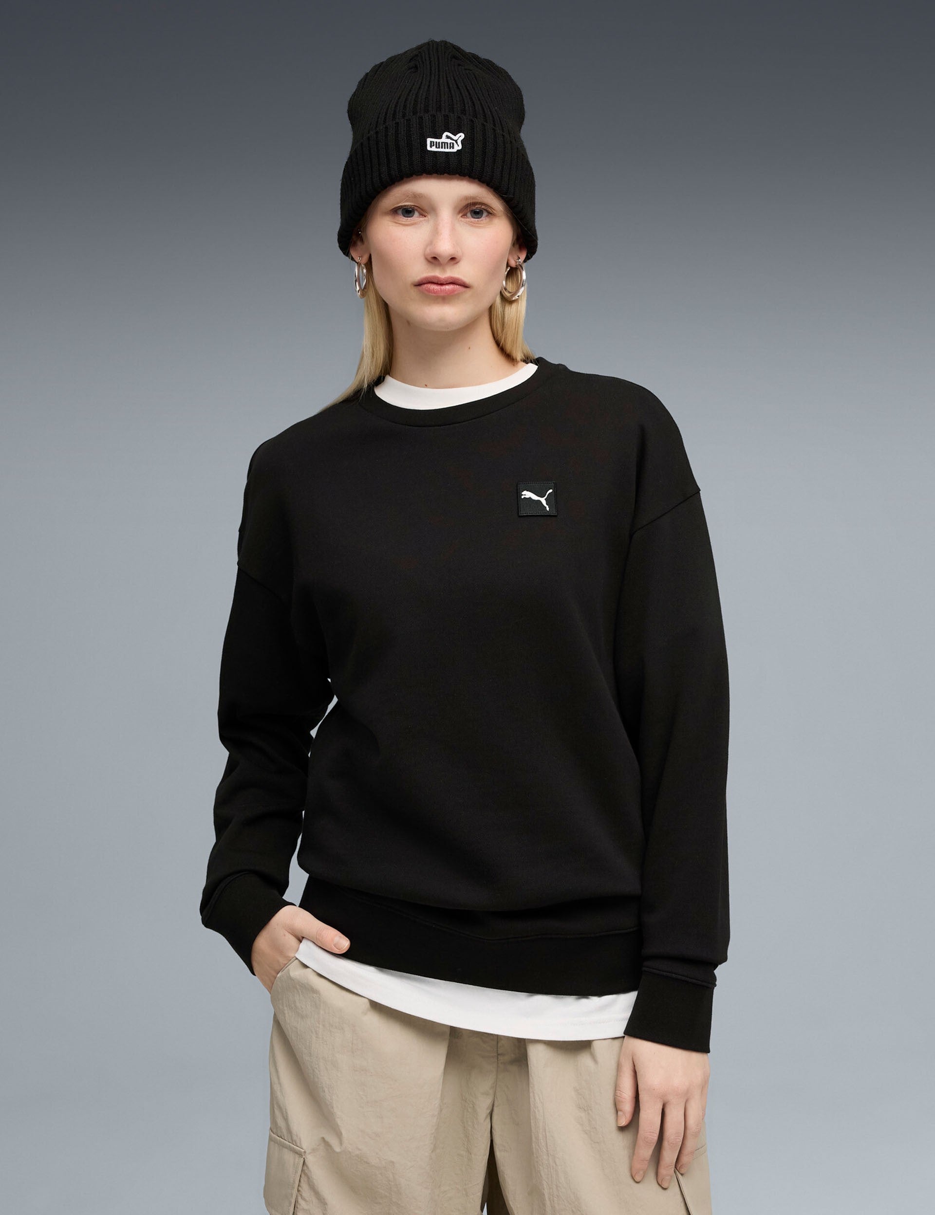 PUMA | Essentials Elevated Comfort Crew - Black | The Sports Edit