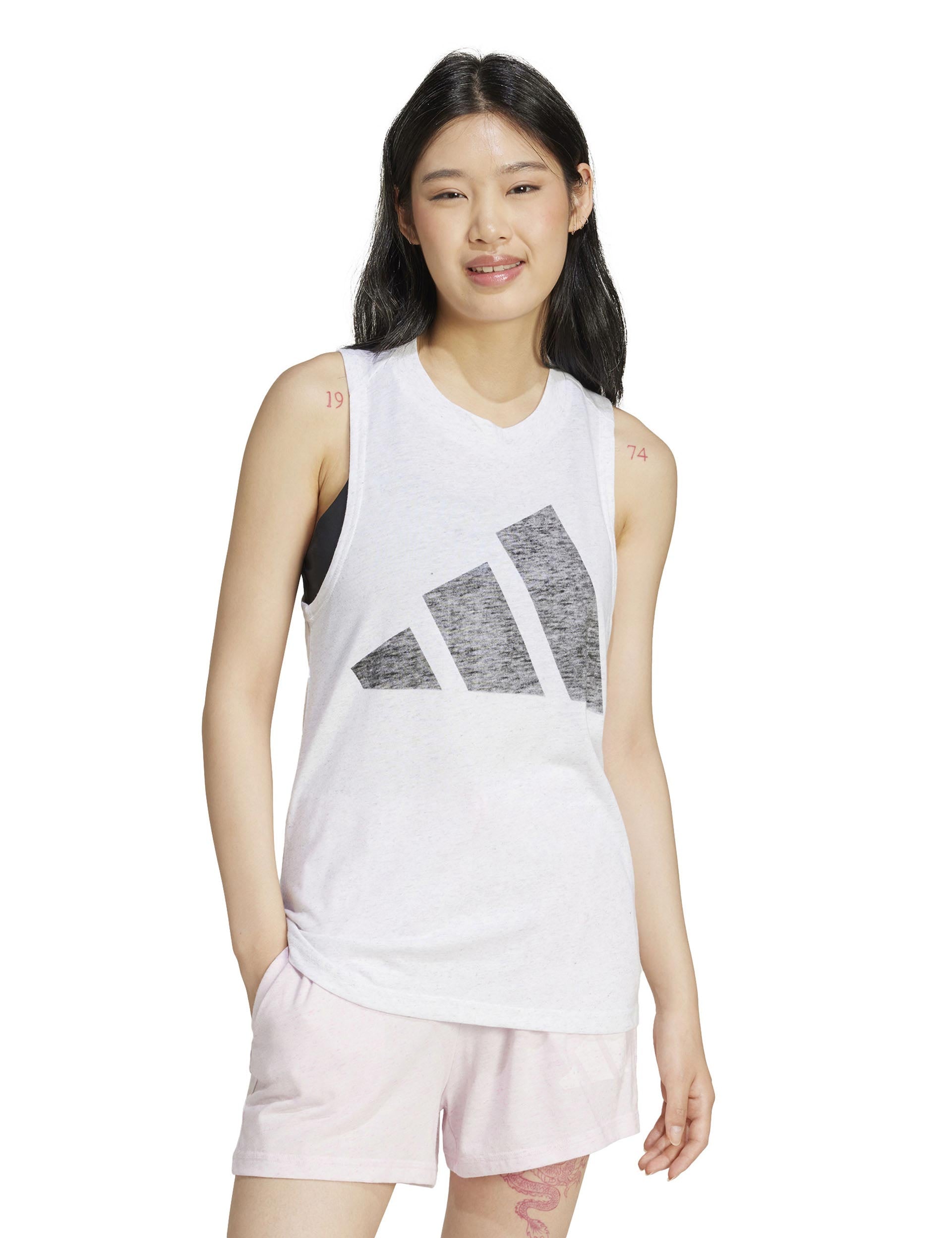 adidas | Essentials Winners Tank Top - White/Black | The Sports Edit