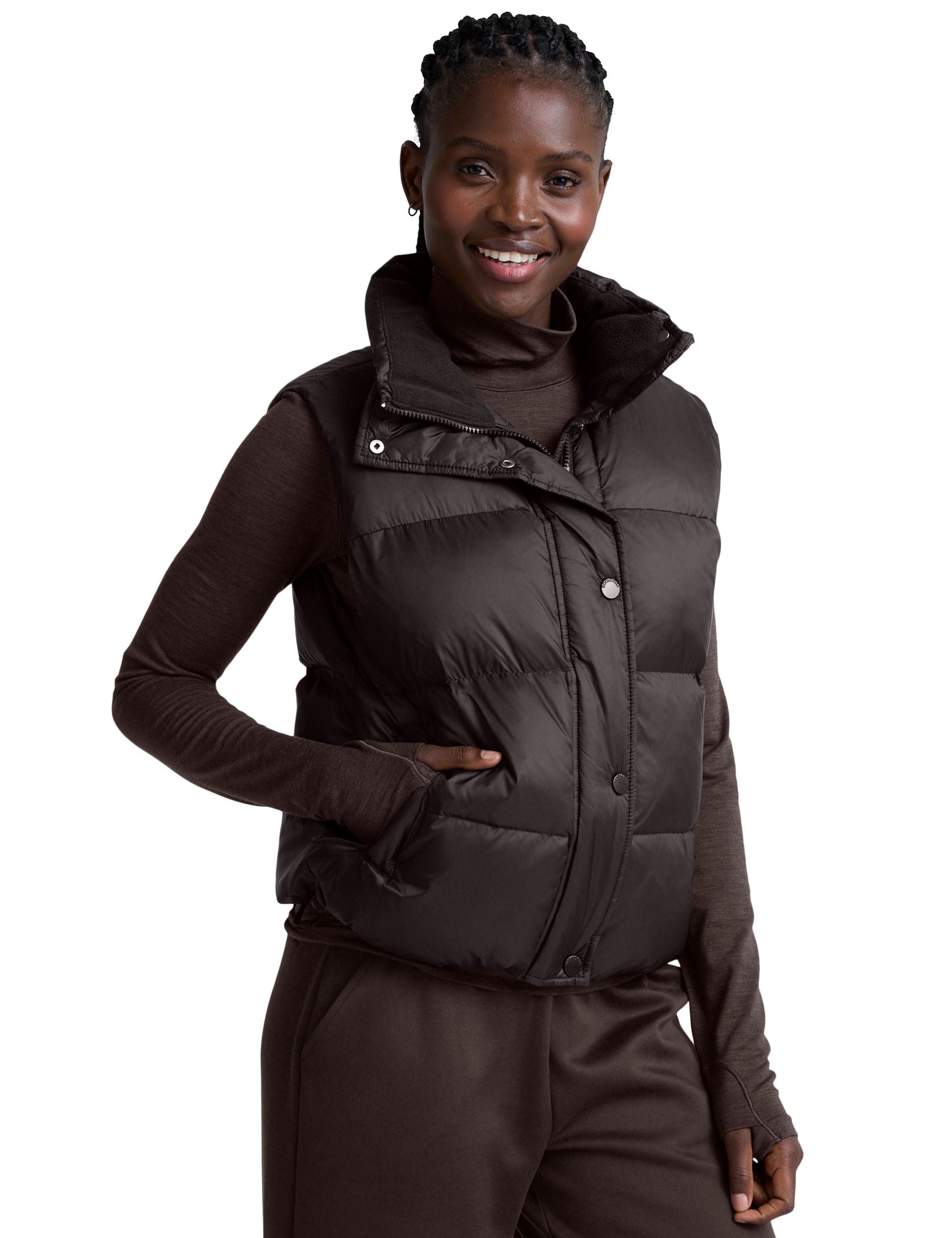 Beyond Yoga | Big Cozy Puffer Vest - Dark Chocolate | The Sports Edit