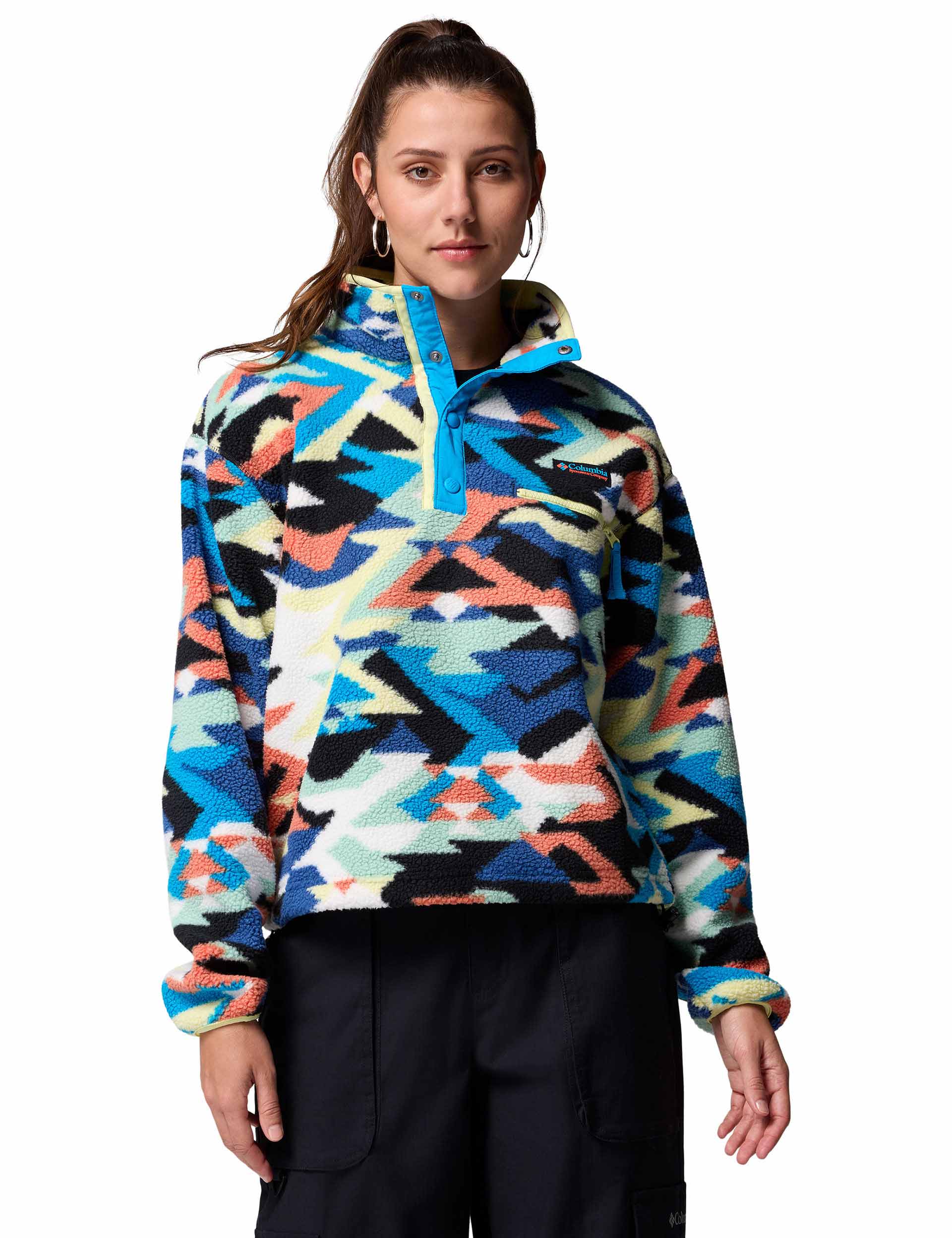 Columbia | Helvetia II 1/2 Snap Print Fleece - Blue | The Sports Edit