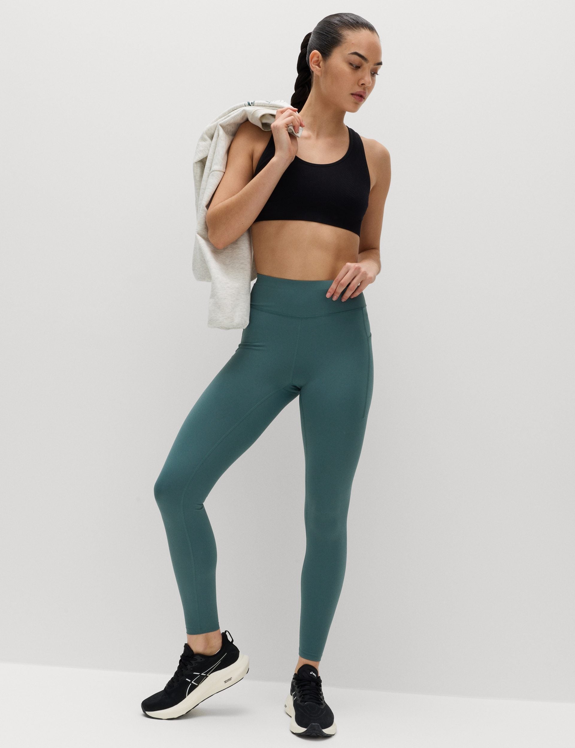 Goodmove | Go Train High Gym Leggings - Smokey Green | The Sports Edit