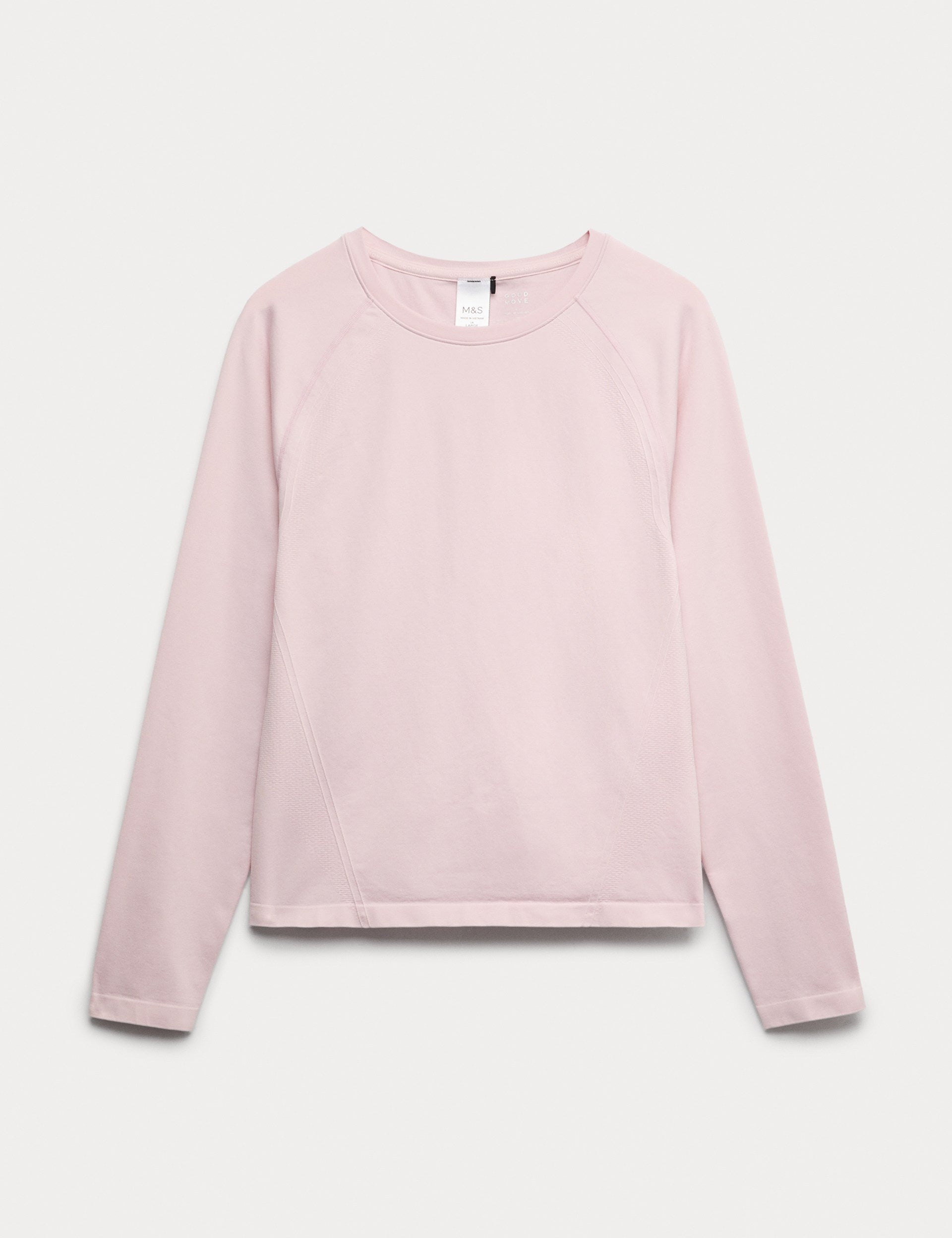 Goodmove | Jacquard Crew Neck Top - Pale Pink | The Sports Edit