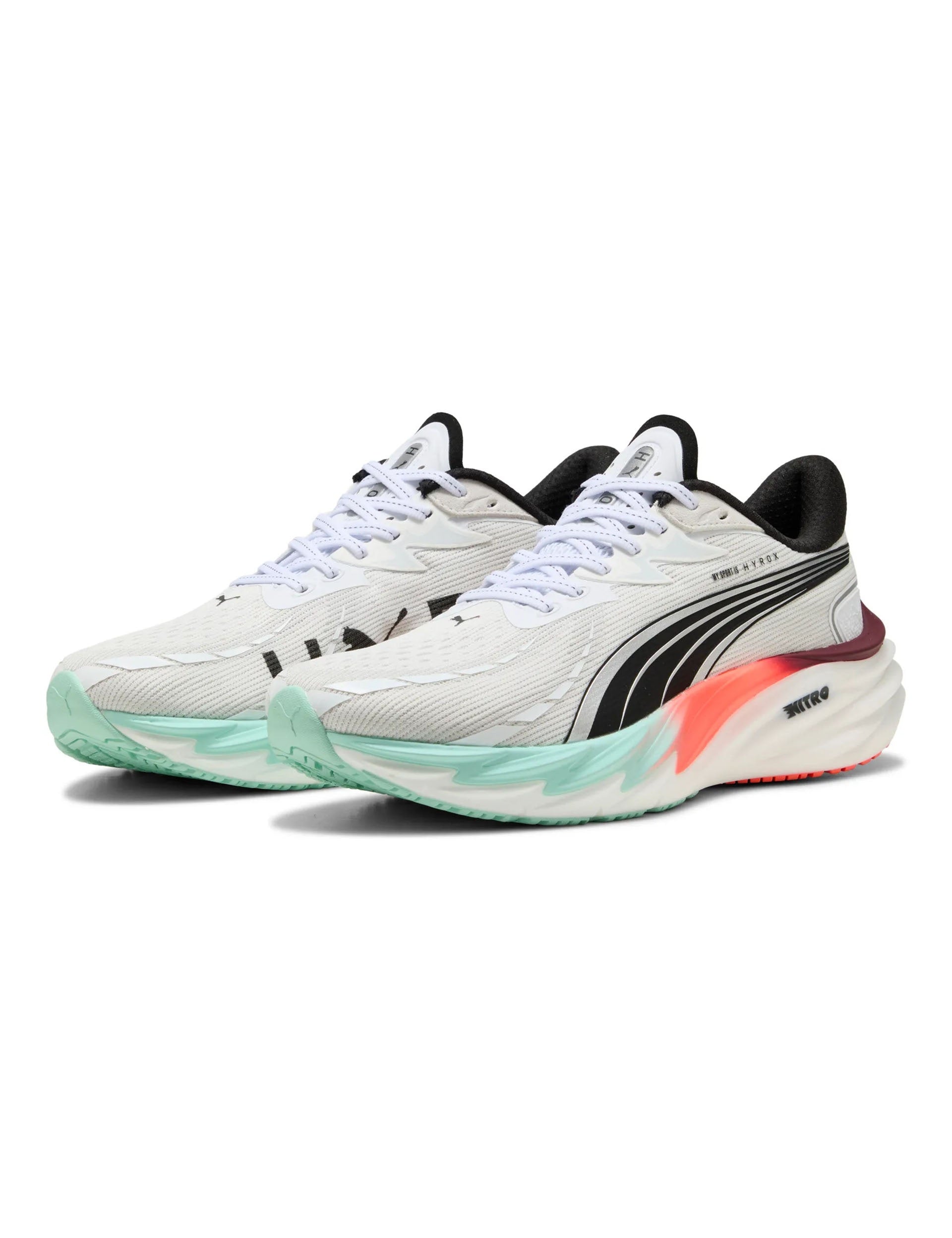 PUMA | Velocity Nitro 4 - Hyrox - White/Mint/Red | The Sports Edit