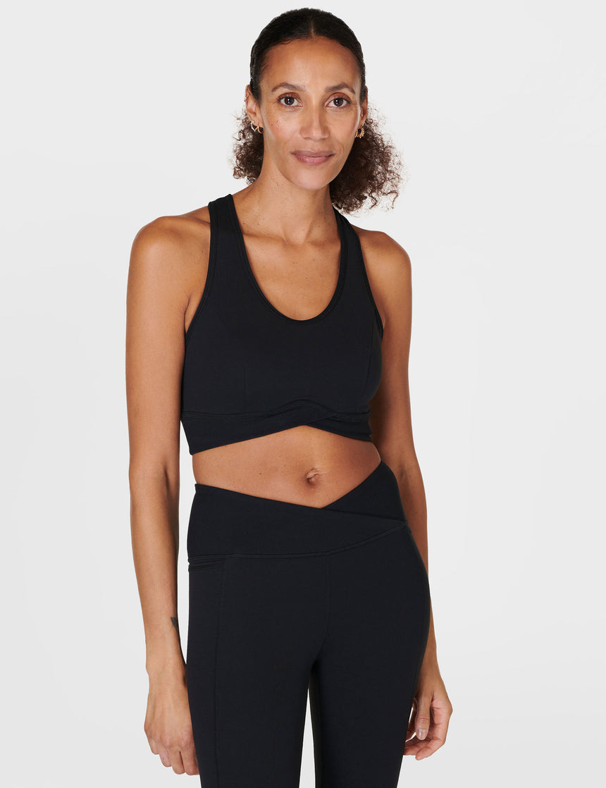 Sweaty Betty | Super Soft Ultra-Lite Wrap Bra -Black | The Sports Edit