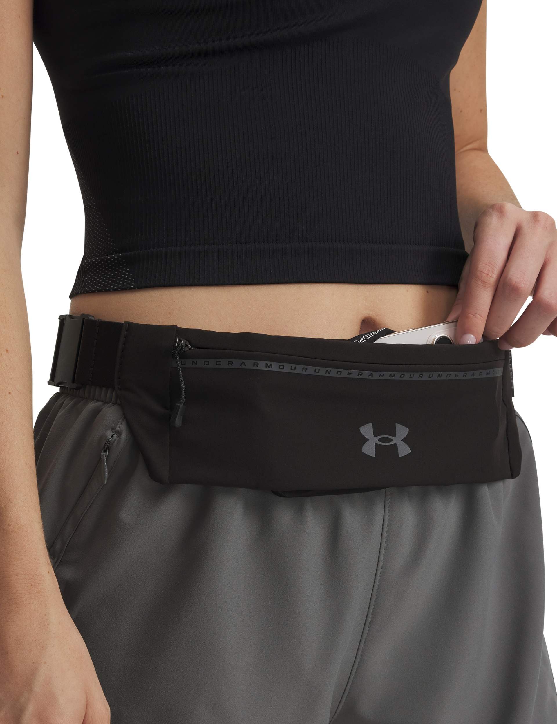 Under Armour | Velociti Run Belt - Black/Castlerock | The Sports Edit