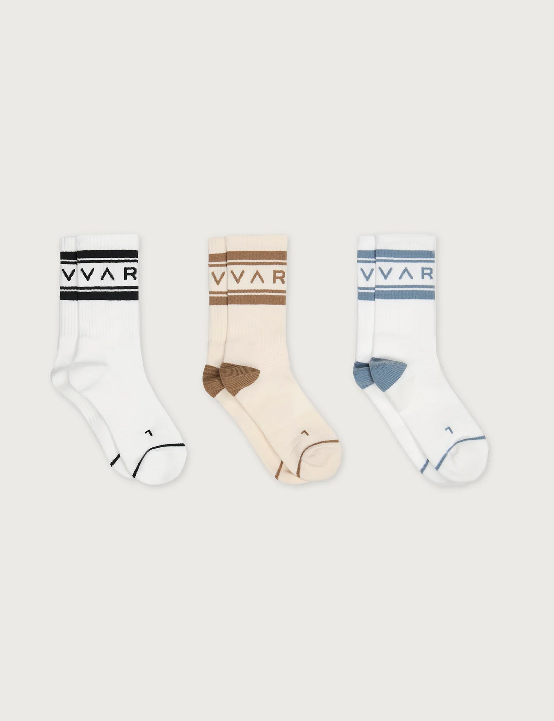 Varley | Astley Active Sock 3 Pack - White/Birch | The Sports Edit
